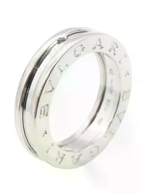 BVLGARI B.zero1 Engraved Logo Ring In 18k White Gold - Silver