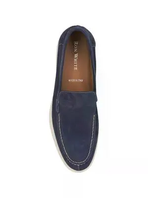 Ron White Suede Loafers With Contrast Stitching