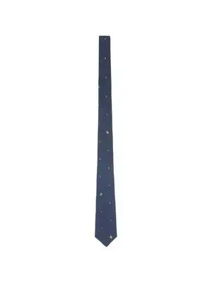 Paul Smith Polka-dot Rabbit Embroidered Neck Tie - Blue