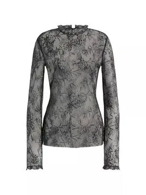 Alberta Ferretti Lace High Neck Blouse - Black