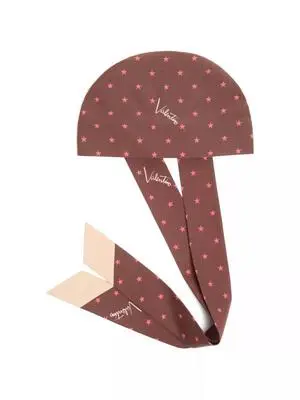 Valentino Garavani Stelline E Firma Silk And Cotton Headband - Brown