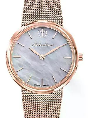 MATHEY TISSOT Rose Gold Tone Mesh Strap Watch