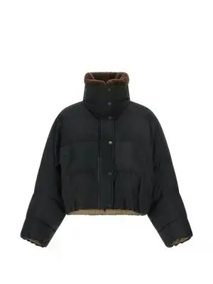 Brunello Cucinelli Monili-detail Cropped Puffer Jacket - Black
