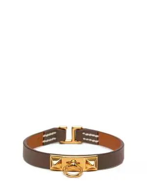 Hermès Swift Leather Rivale Mini Bracelet With Gold-tone Hardware - Brown