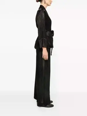 NISSA Viscose Shirt With Waist Tie And Sheer Back Inserts