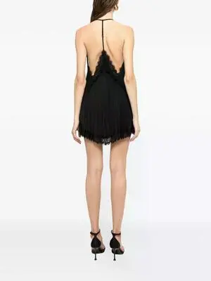 NISSA Pleated Mini Dress With Lace Trim