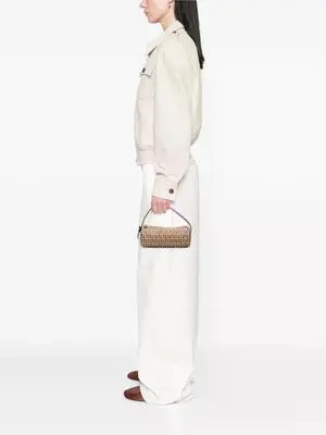 Fendi Zucchino Canvas Barrel Pochette Handbag - Brown