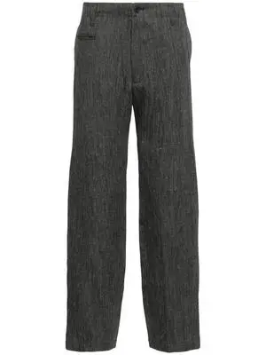 Yohji Yamamoto Dark Linen Tapered Leg Trousers