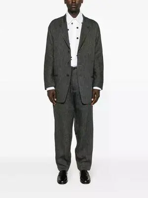 Yohji Yamamoto Dark Linen Tapered Leg Trousers