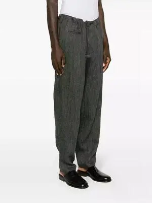 Yohji Yamamoto Dark Linen Tapered Leg Trousers