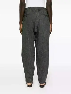 Yohji Yamamoto Dark Linen Tapered Leg Trousers