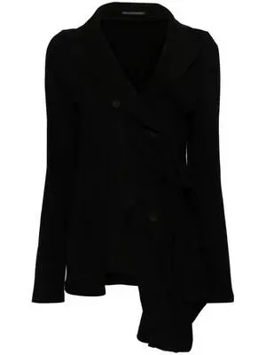 Yohji Yamamoto Notched Lapel Asymmetric Blazer - Black
