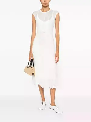 Karl Lagerfeld Pointelle-knit Belted Midi Dress - White