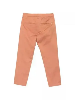 DONDUP Straight-leg Cotton Trousers With Logo Plaque - Orange