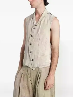 ZIGGY CHEN Check-pattern Asymmetric Waistcoat