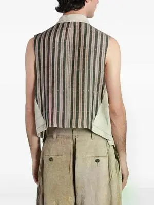 ZIGGY CHEN Check-pattern Asymmetric Waistcoat