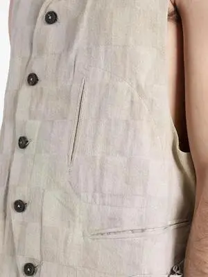 ZIGGY CHEN Check-pattern Asymmetric Waistcoat