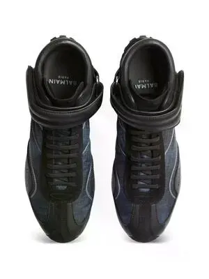 Balmain Racing Mid-top Trainers In Nylon And Leather