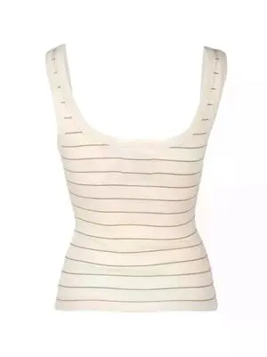 Citizens Of Humanity Faye Striped Ribbed Knit Square Neck Tank Top - Neutrals