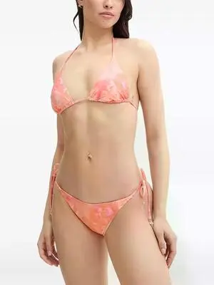 Guess Floral Print Triangle Bikini Top - Orange
