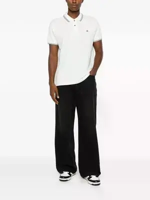 VIVIENNE WESTWOOD Classic Embroidered-detail Cotton Polo Shirt - White
