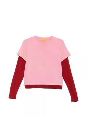 Guest In Residence Layered Effect Crew Neck Sweater - Pink
