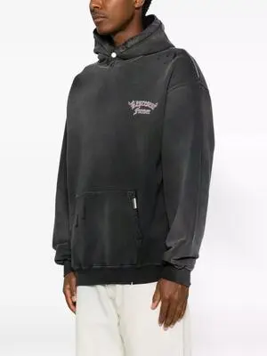REPRESENT Duality Distressed Graphic-print Cotton Hoodie