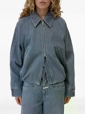 Closed Cotton Denim Jacket With Zip Fastening