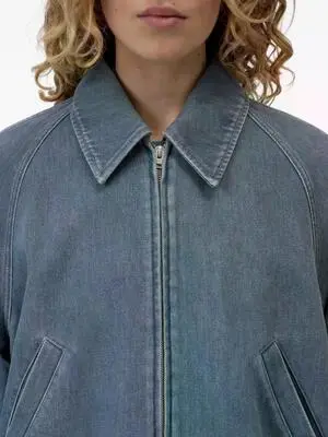 Closed Cotton Denim Jacket With Zip Fastening