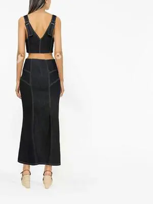 Alberta Ferretti Denim Bustier Top