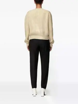 Another Tomorrow Ribbed Cashmere Crew Neck Sweater