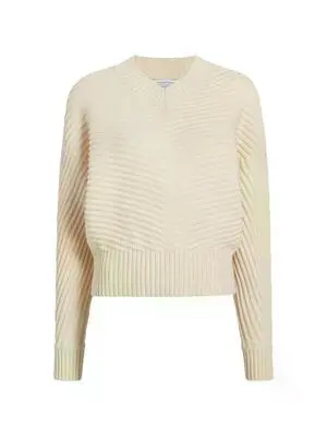 Another Tomorrow Ribbed-knit Dolman-sleeve Sweater - Neutrals