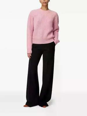 Another Tomorrow Ribbed-knit Cashmere Crew Neck Sweater - Pink