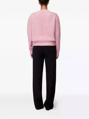 Another Tomorrow Ribbed-knit Cashmere Crew Neck Sweater - Pink