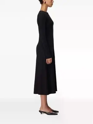 Another Tomorrow Asymmetric Seam Long-sleeve Midi Dress