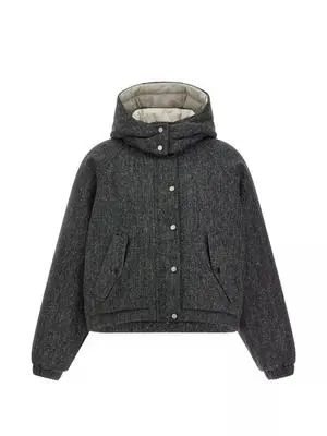 Brunello Cucinelli Padded Tweed Hooded Jacket - Grey