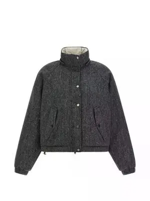 Brunello Cucinelli Padded Tweed Hooded Jacket - Grey
