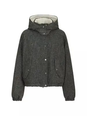 Brunello Cucinelli Padded Tweed Hooded Jacket - Grey