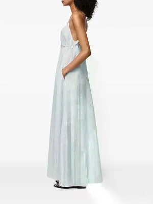 Another Tomorrow Striped Seamed Slip Dress - Blue