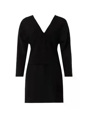 Another Tomorrow Diagonal Seam Dolman Sleeve Dress - Black