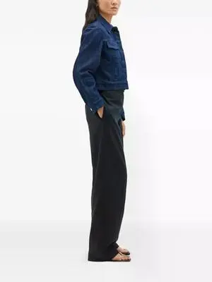 Another Tomorrow Cropped Seam-detail Denim Jacket