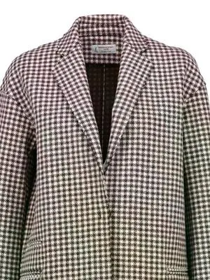 Vintage Houndstooth Pattern Single-breasted Coat