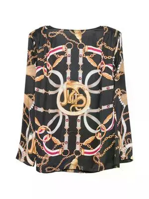 Just Cavalli Chain Print Long Sleeve Blouse
