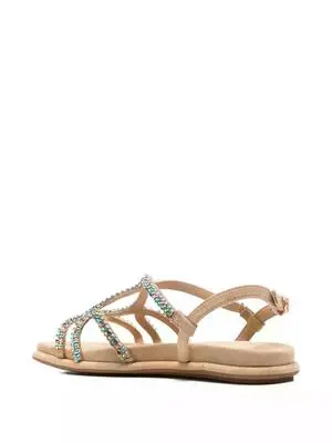 ALMA EN PENA Crystal Embellished Leather Sandals