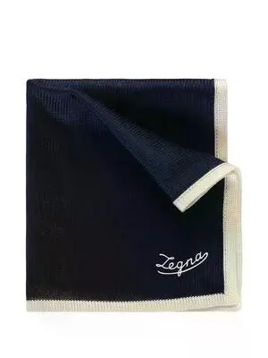 Zegna Logo-embroidered Contrast-border Pocket Square