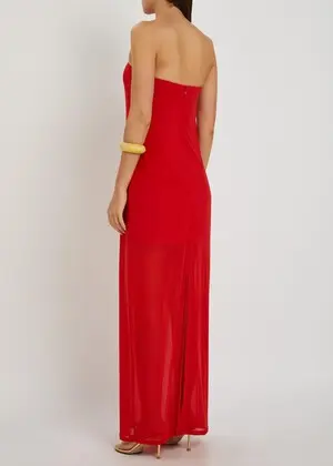 Staud Liliana Strapless Stretch-mesh Maxi Dress