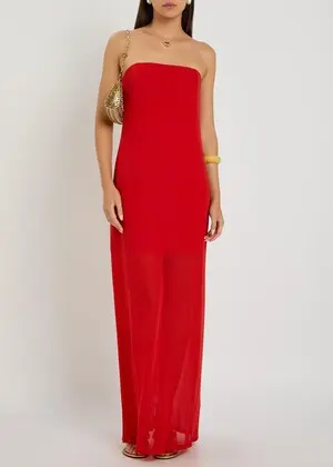 Staud Liliana Strapless Stretch-mesh Maxi Dress