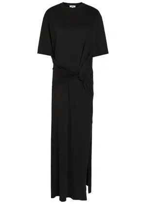 AGOLDE Zanna Gathered Cotton Maxi T-shirt Dress - Black