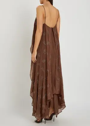 Staud Valencia Bead-embellished Crinkled Plissé Maxi Dress