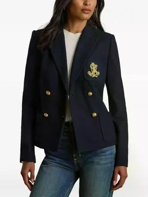 Ralph Lauren Double-breasted Piqué Blazer With Peak Lapels - Blue